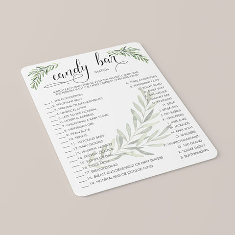 Candy Bar Game Printable for Neutral Baby Shower | Instant Download ...