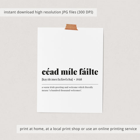 Cead Mile Failte Print | Irish Printables | Irish Welcome Poster ...