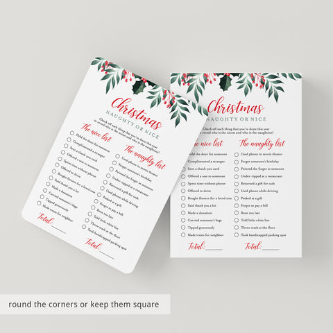Naughty or Nice Christmas Game for Adults Printable | Instant Download ...