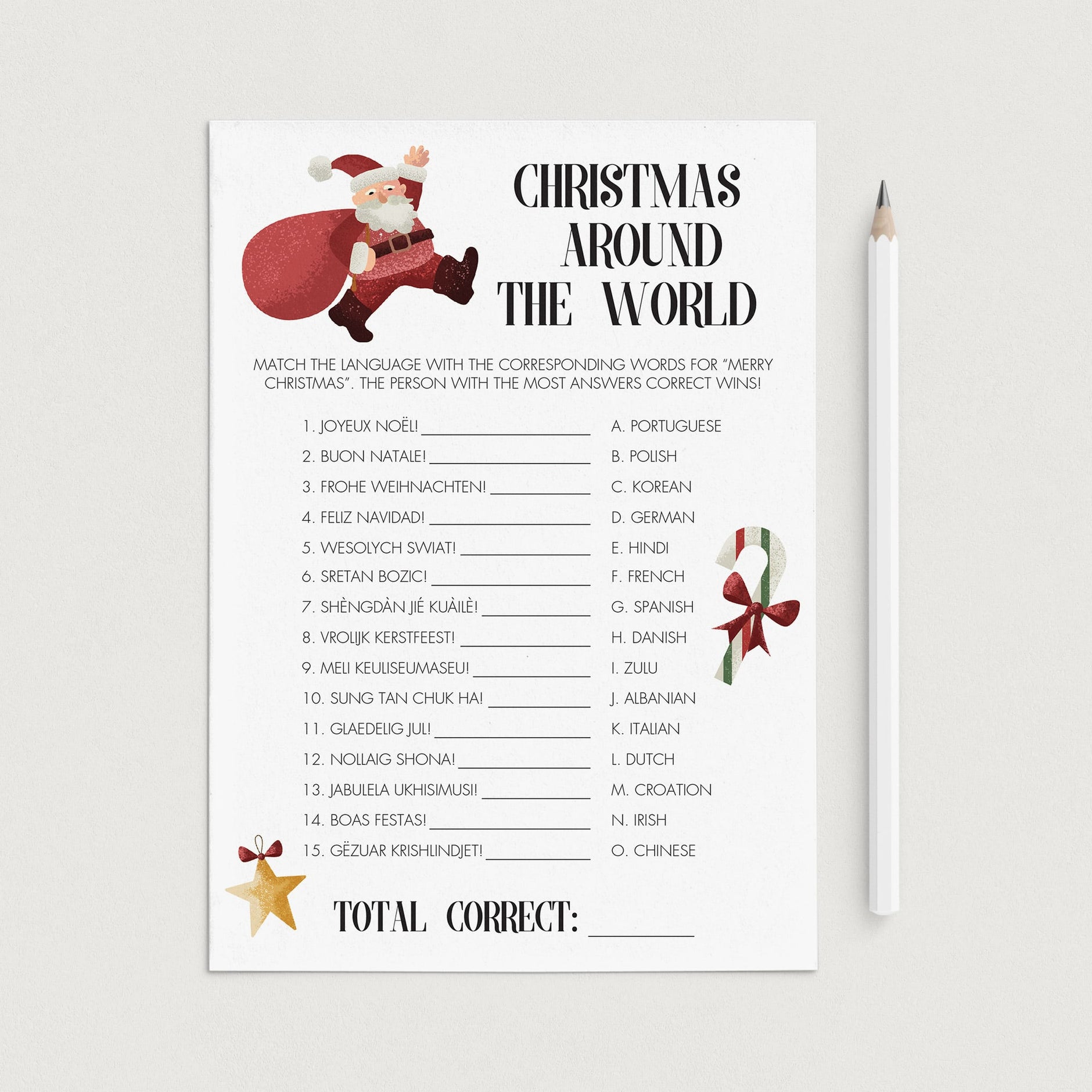 Christmas Around The World Games Printable | Instant download ...