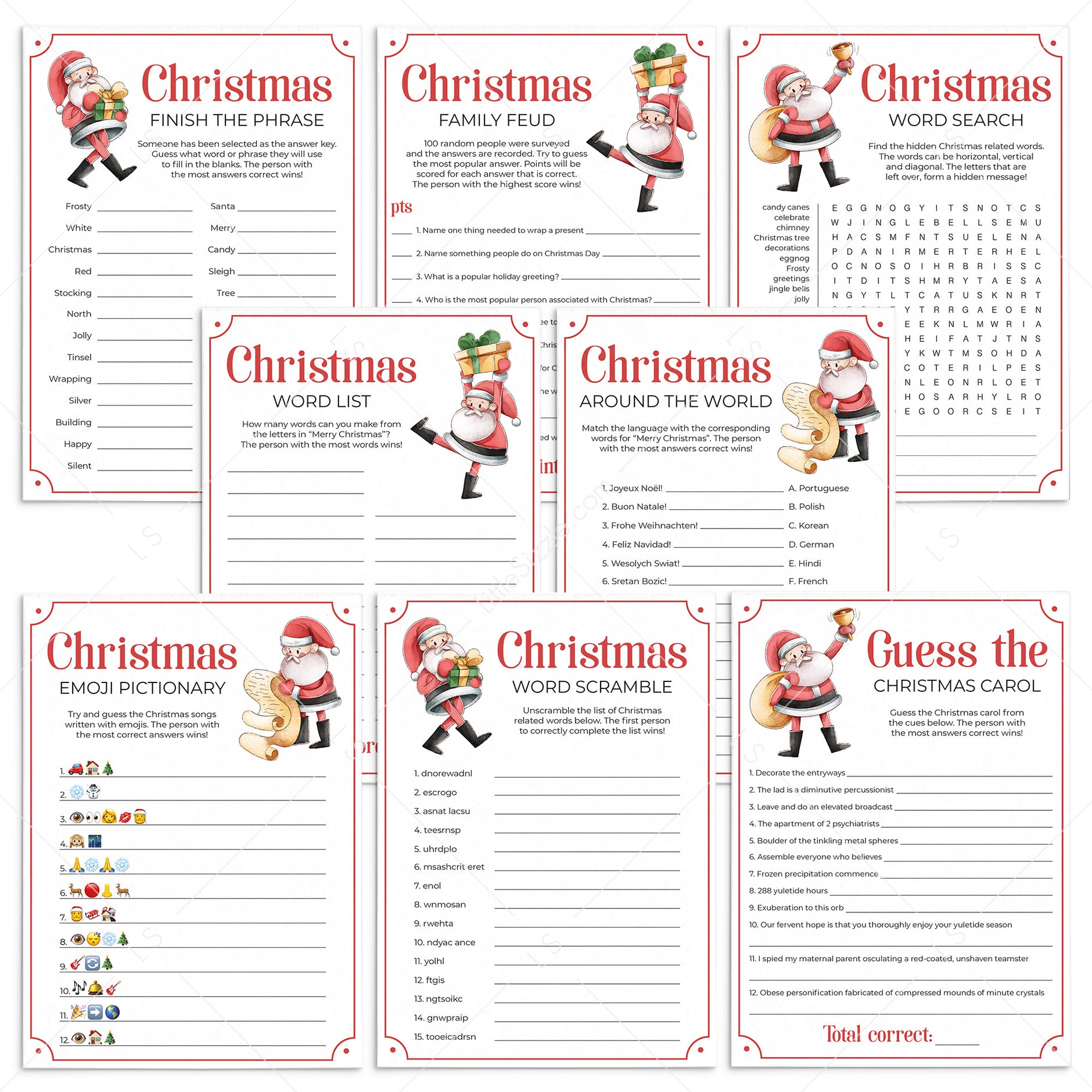 Christmas Games Bundles Printable | Instant Download – LittleSizzle