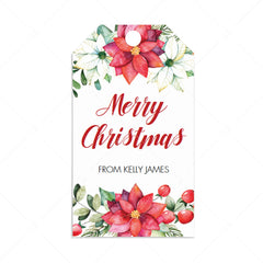 Floral Christmas Gift Tag Template | Personalized Christmas Tags ...