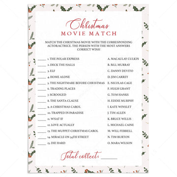 Christmas Movie Game Printables | Holiday Party Games – LittleSizzle