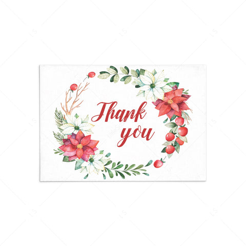 Christmas Wreath Thank You Cards Printable by LittleSizzle | Instant ...