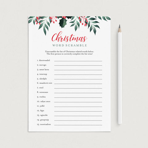 Printable Christmas Word Puzzle with Answers | Instant Download ...