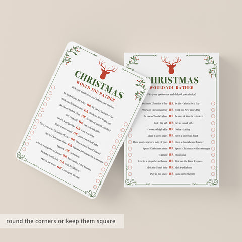 Christmas Would You Rather Game Printable | Instant Download – LittleSizzle
