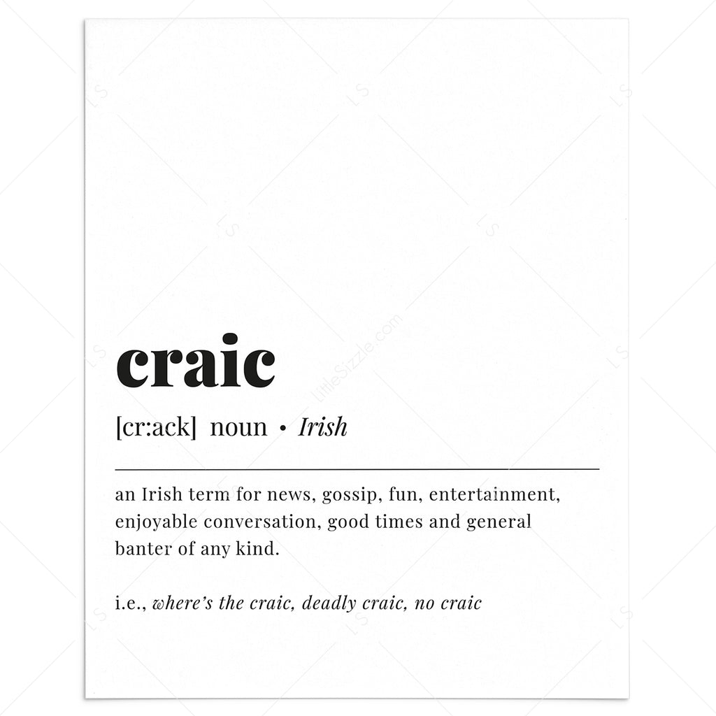 Craic Irish Definition Print | Irish Sayings | Wall Art | Instant ...