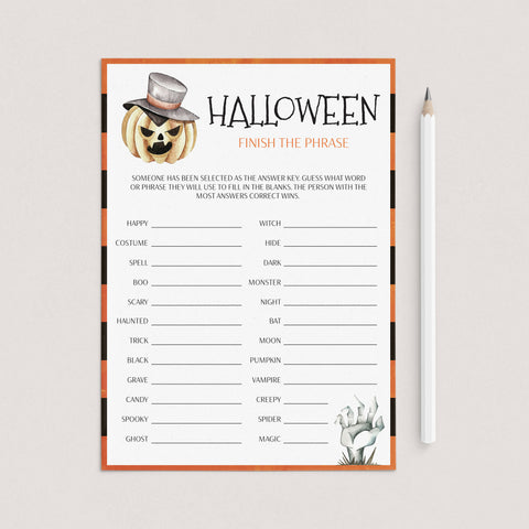 DIY Halloween Game for Groups Finish The Phrase Printable – LittleSizzle