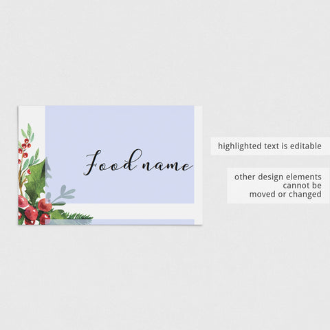 Holiday Theme Buffet Card Template | Tented and Flat Cards – LittleSizzle