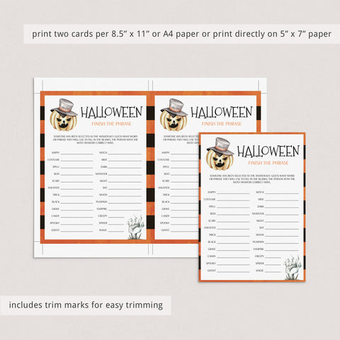 DIY Halloween Game for Groups Finish The Phrase Printable – LittleSizzle