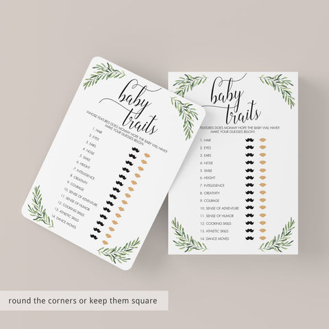 Unique Baby Shower Games Bundle with Green Olive Branches Printable ...