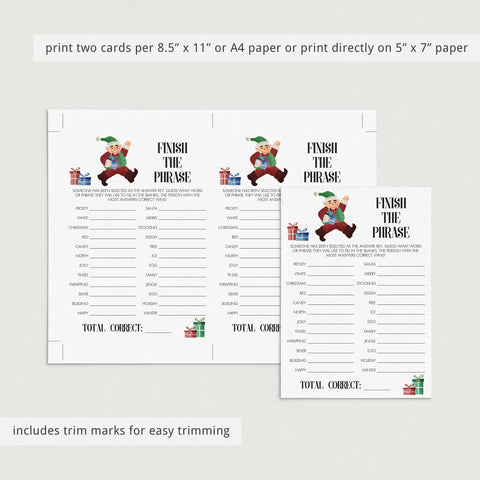 Holiday Party Game Finish The Phrase | Instant Download – LittleSizzle