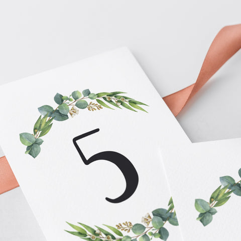 Botanical Table Numbers template instant download | Greenery table ...