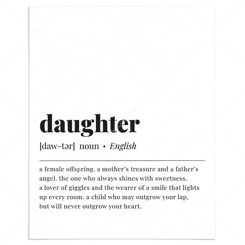 Daughter Definition Print | Gift for Daughter | Digital Wall Art ...