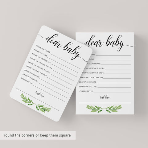 Wishes for Baby Cards for greenery baby shower | Printable & Virtual ...