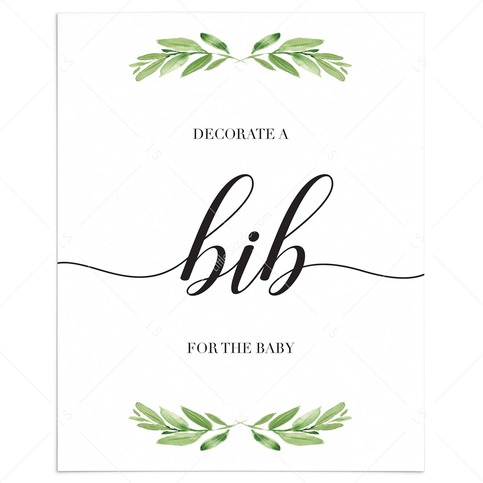 Decorate A Bib Signs | Printable Baby Shower Decorations – LittleSizzle