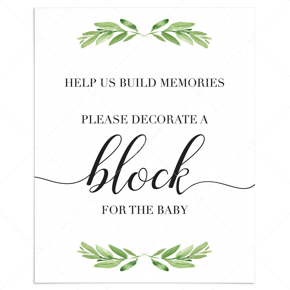 Printable Baby Shower Decorate A Block signs | Instant download ...