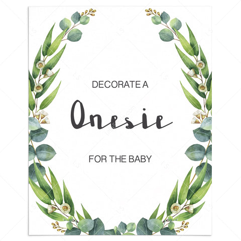 Printable Onesie Decorating Station sign with green wreath | Instant ...