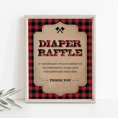Printable Rustic baby shower Diaper Raffle table sign | Instant ...