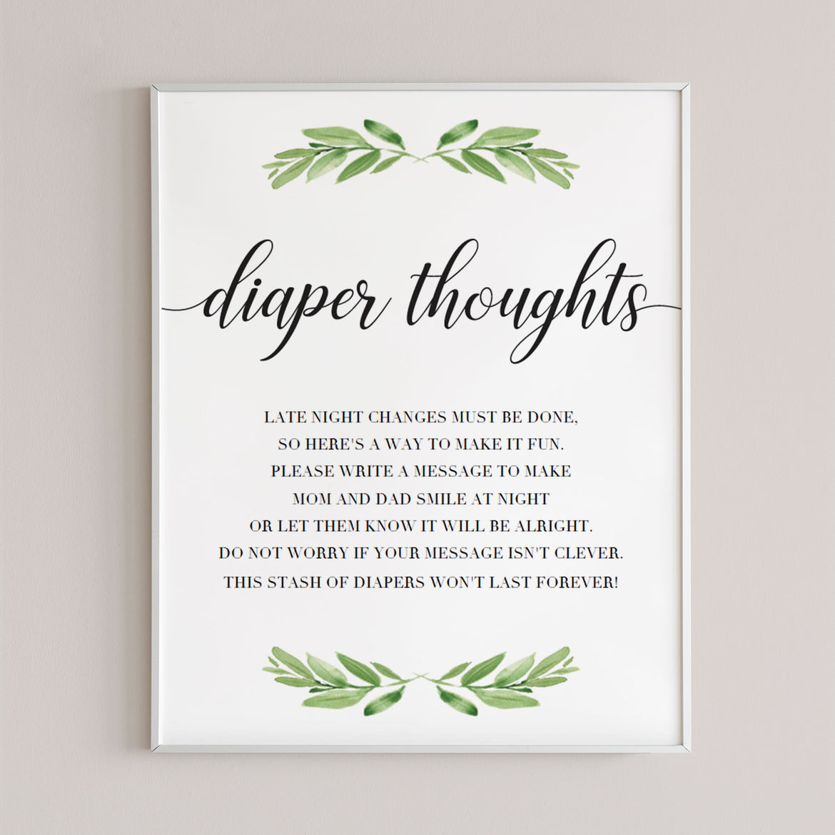Printable Diaper Thoughts signs for baby shower | Late Night Diapers ...