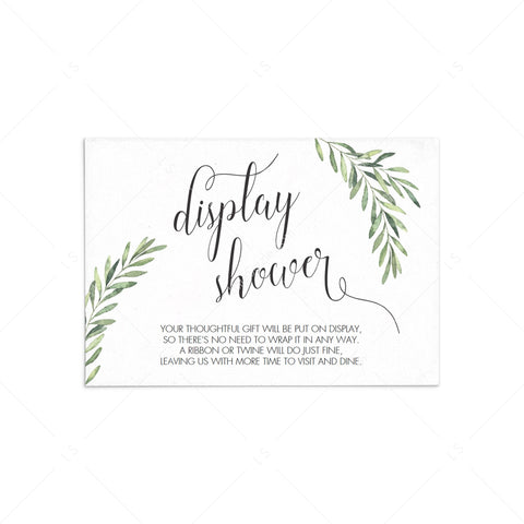 Printable Display Shower Cards Green Leaf | Instant download – LittleSizzle