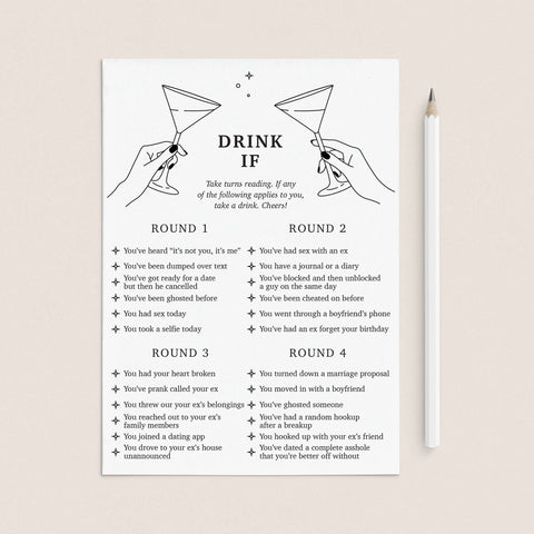 Divorce Party Drinking Game Printable | Divorce Celebration Ideas ...