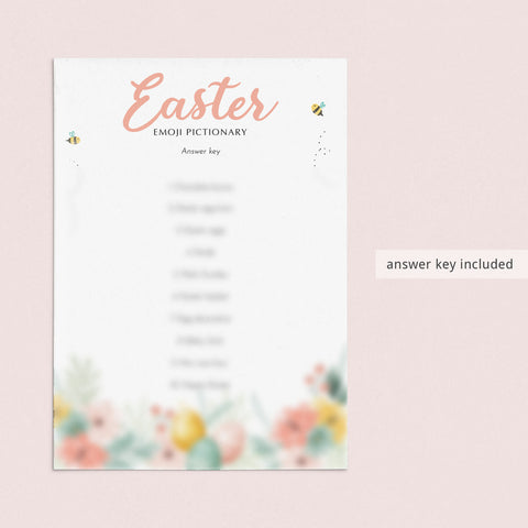 Easter Emoji Pictionary with Answers Printable | Instant Download ...