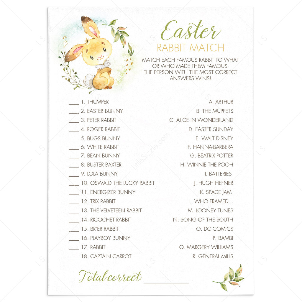 Easter Office Party Game Famous Rabbits | Printable & Virtual Files ...
