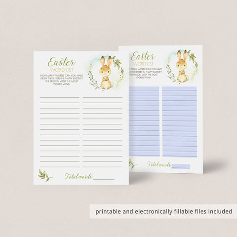 Happy Easter Word List Game | Printable & Virtual | Instant Download ...