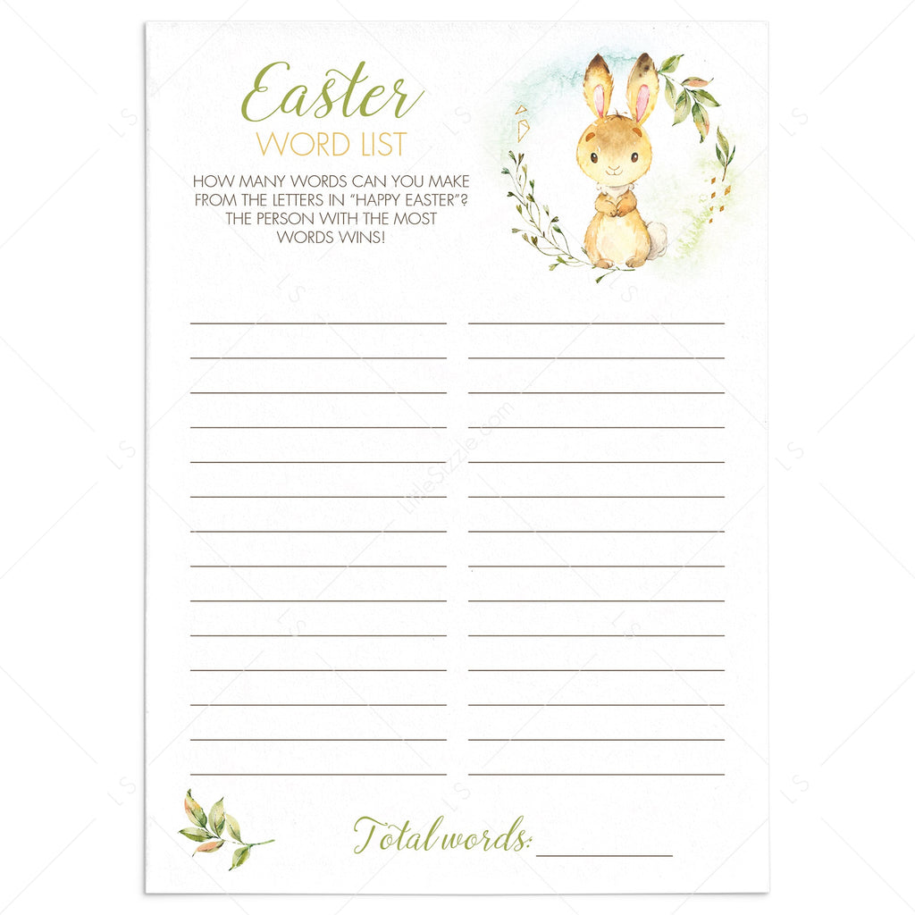 Happy Easter Word List Game | Printable & Virtual | Instant Download ...