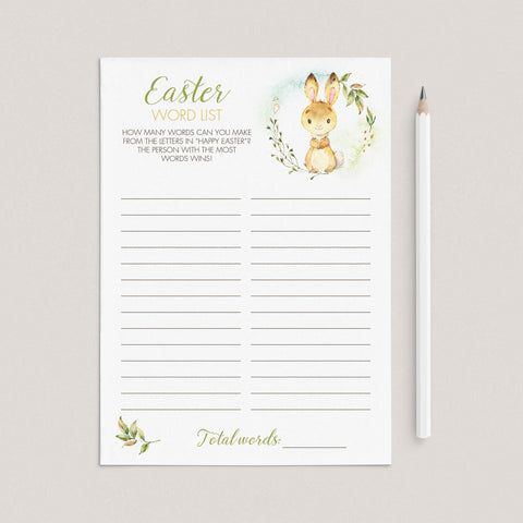Happy Easter Word List Game | Printable & Virtual | Instant Download ...