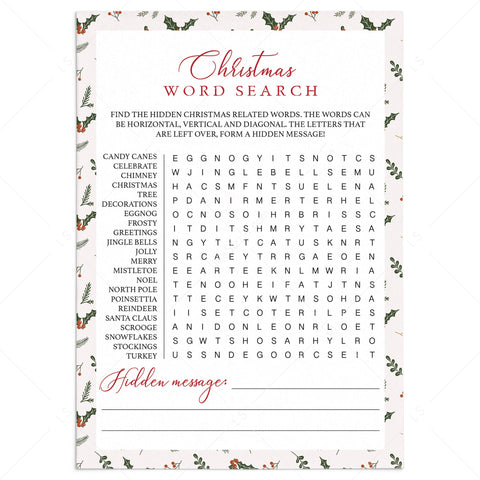 Holiday Word Search Game Instant Download | Christmas Word Search ...
