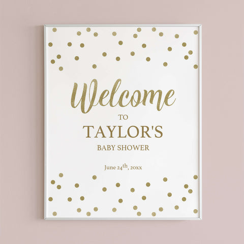 Gold Confetti Welcome Sign Template | Instant download – LittleSizzle