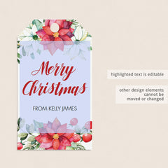 Floral Christmas Gift Tag Template | Personalized Christmas Tags ...