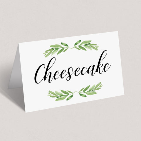 Greenery Food Labels printable | DIY food cards instant download ...