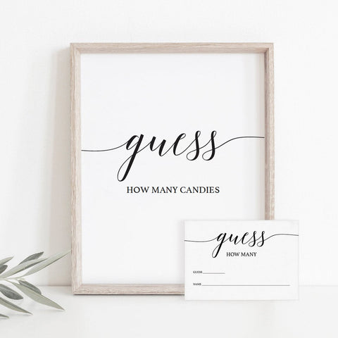 Elegant Guess How Many Sign and Cards Template | Instant download ...