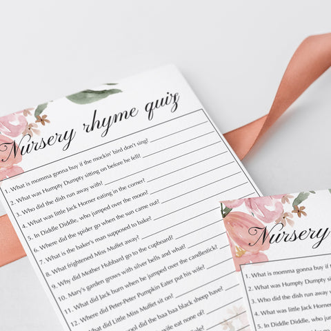 Watercolor Baby Nursery Rhyme Quiz printable | Instant download ...