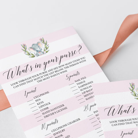 Girl baby shower What's In Your Purse game printable | Instant download ...