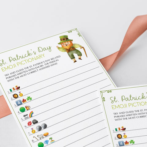 St Patrick's Day Emoji Game Fillable and Printable | Instant Download ...