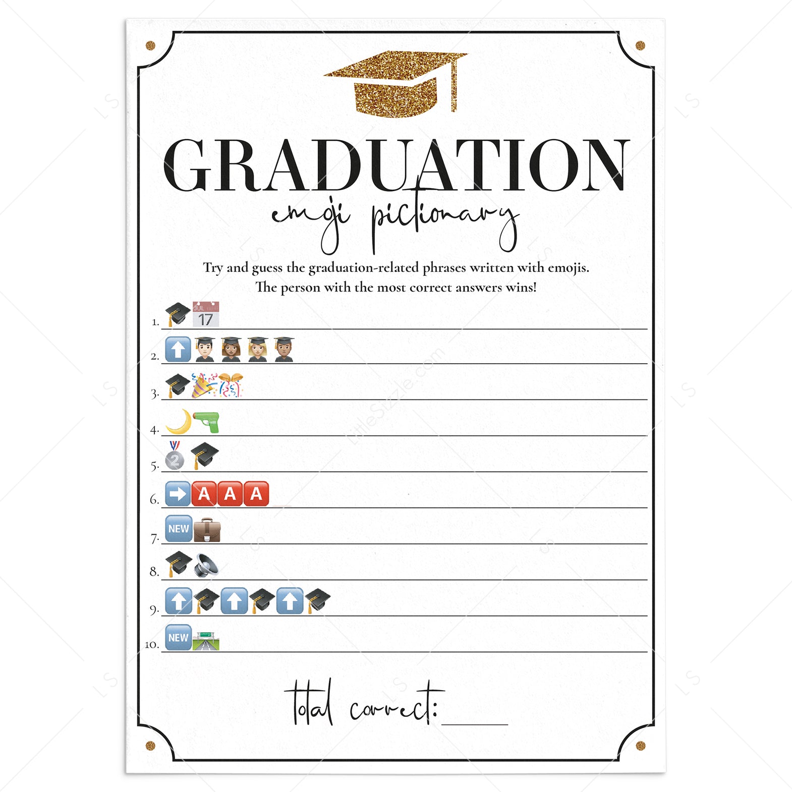 Graduation Games | Class of 2024 Grad Party Games Printable – Page 2 – LittleSizzle