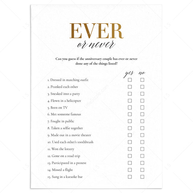 Ever or Never Party Games Printable | Never Have I Ever Adult Party ...