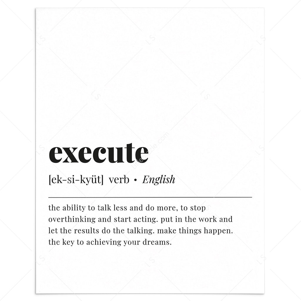 Execute Definition Print | Motivational Wall Art | Instant Download ...