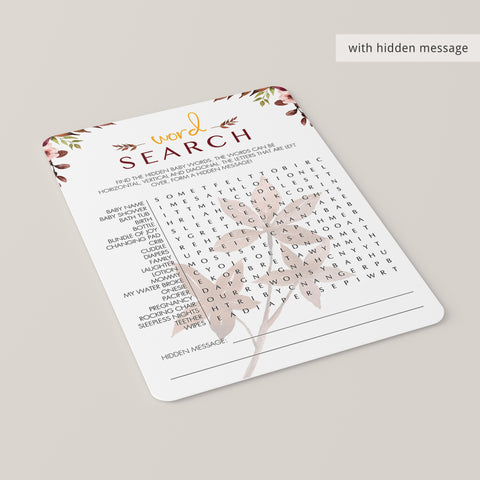 Burgundy Floral Baby Shower Games Kit Printable | Instant Download ...