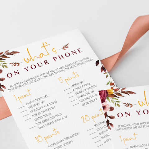 Burgundy Floral Baby Shower Games Kit Printable | Instant Download ...