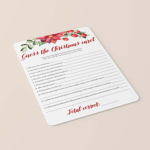 Christmas Carol Guessing Game Printable | Instant Download – LittleSizzle