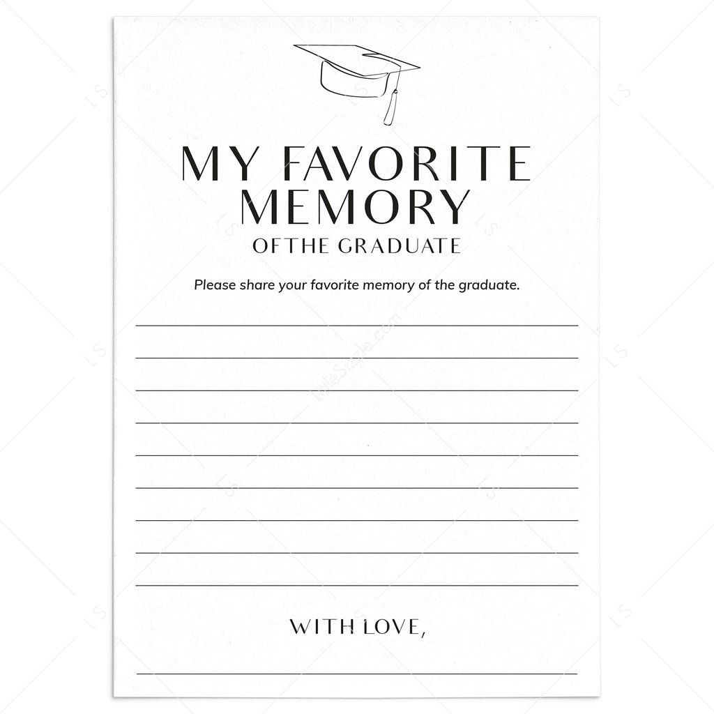 My Favorite Memory Of The Graduate Card Printable | Graduation ...