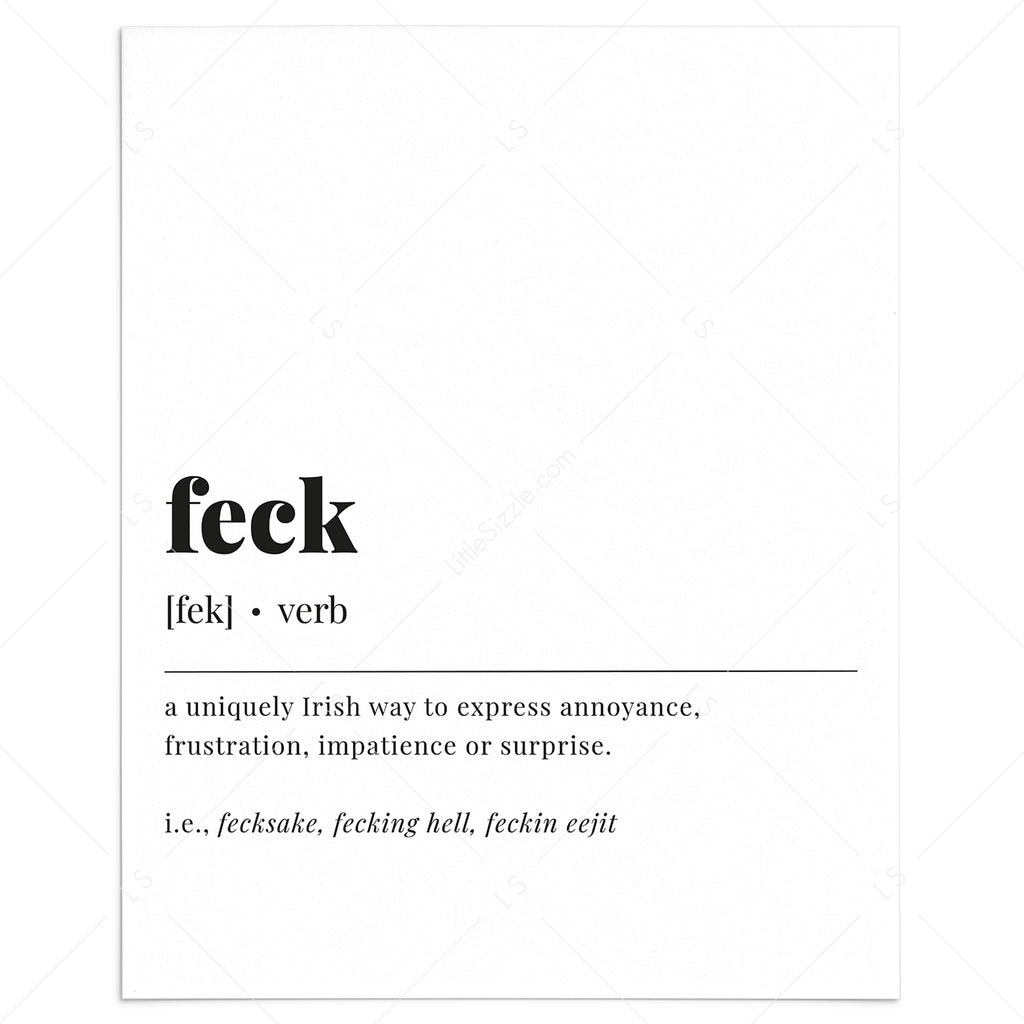 Feck Print | Funny Irish Slang Printable | Feck Definition | Instant ...