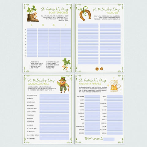 (Virtual) St Patrick's Day Games Pack For Kids & Adults | Instant ...