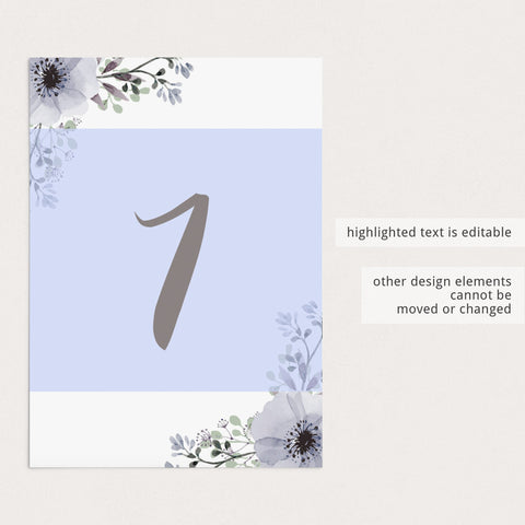 Editable Table Numbers | Purple Floral | LittleSizzle