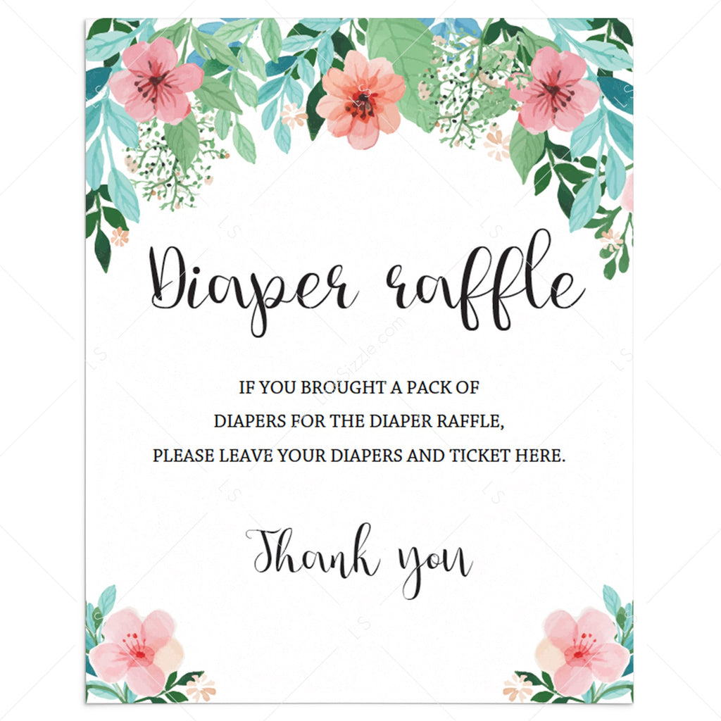 Pink Printable Diaper Raffle Sign
